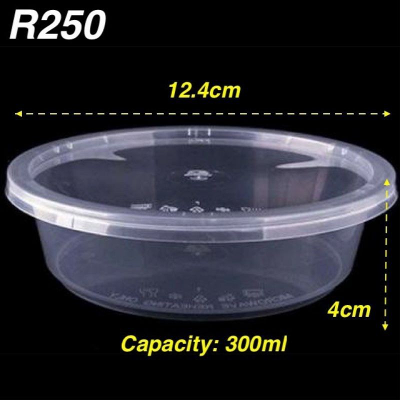 (250sets) Round Plastic Food Container With Lid / Bekas Plastik Bulat ...