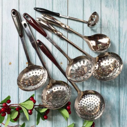 Kitchen Utensils Stainless Steel Ladle with Strainer holes (Different ...