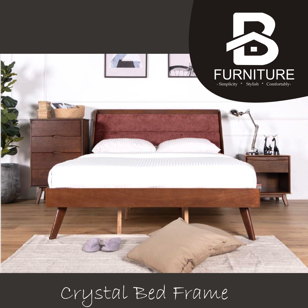 Solid Wood Bed, Queen Bed, King Bed, Rubber Wood Bed | Shopee Malaysia