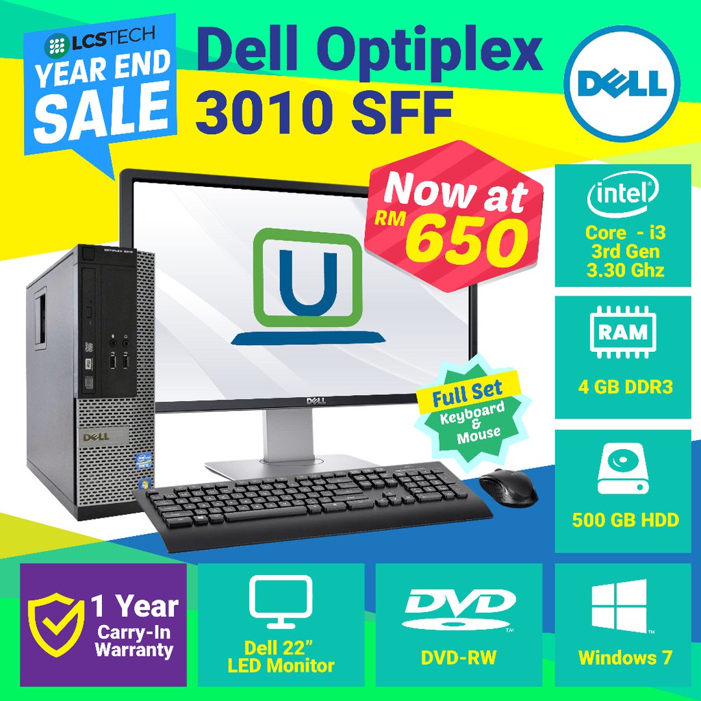 Dell OptiPlex 3010 SFF PC Set - Core i3-3rd Gen - (WiFi Ready) | Shopee Malaysia