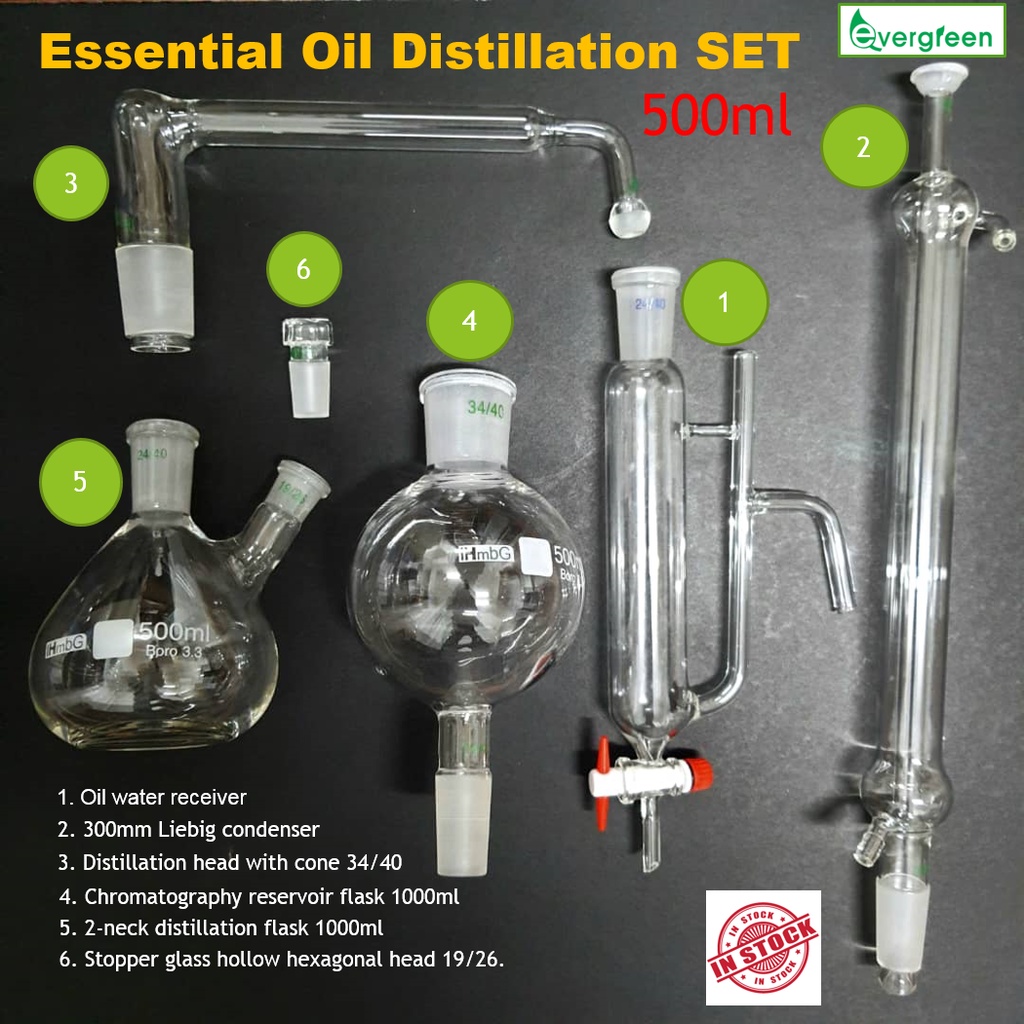 [ READY STOCK ] Essential Oil Distillation Apparatus Set 500ml, 1000ml ...