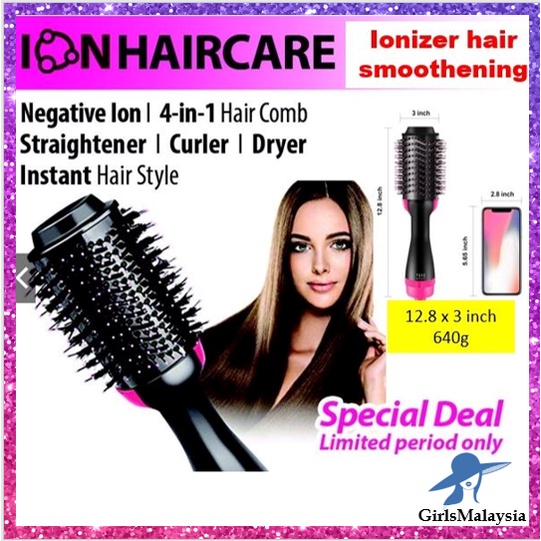 Good👍 Hairdryer ionizer Hair Dryer curler Hair Comb Brush rambut ...