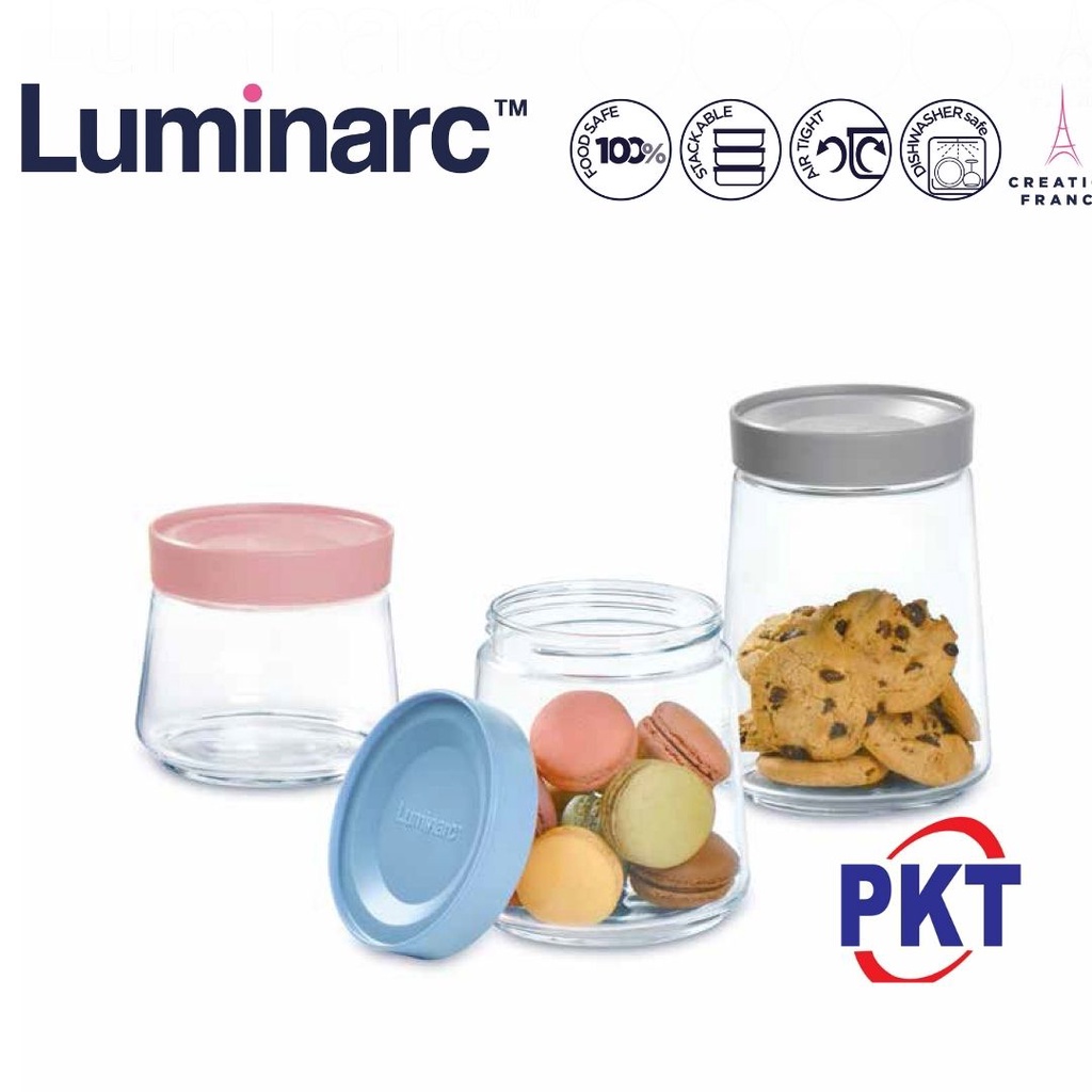 3PC LUMINARC SWING JAR AIR TIGHT CANISTER 500ML/ 750ML /1000ML / BALANG ...