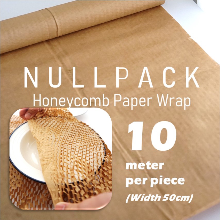 NULLPACK (50cm x 10m) Biodegradable Honeycomb Paper Wrap 80g Kraft ...