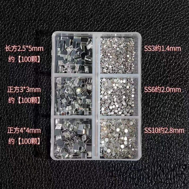 Manicure Flat Bottom Diamond Jewelry White Glass Rhinestone AB Symphony ...