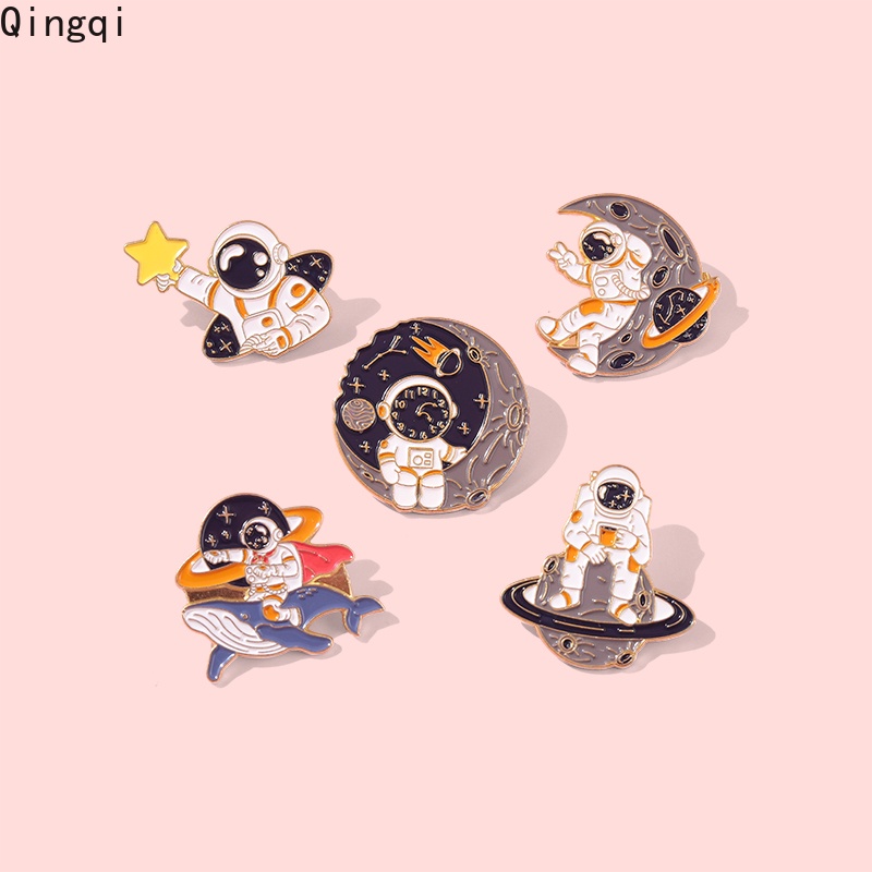 Astronaut Brooch Pins Planet Rocket Whale Star Moon Galaxy Coffee Metal ...