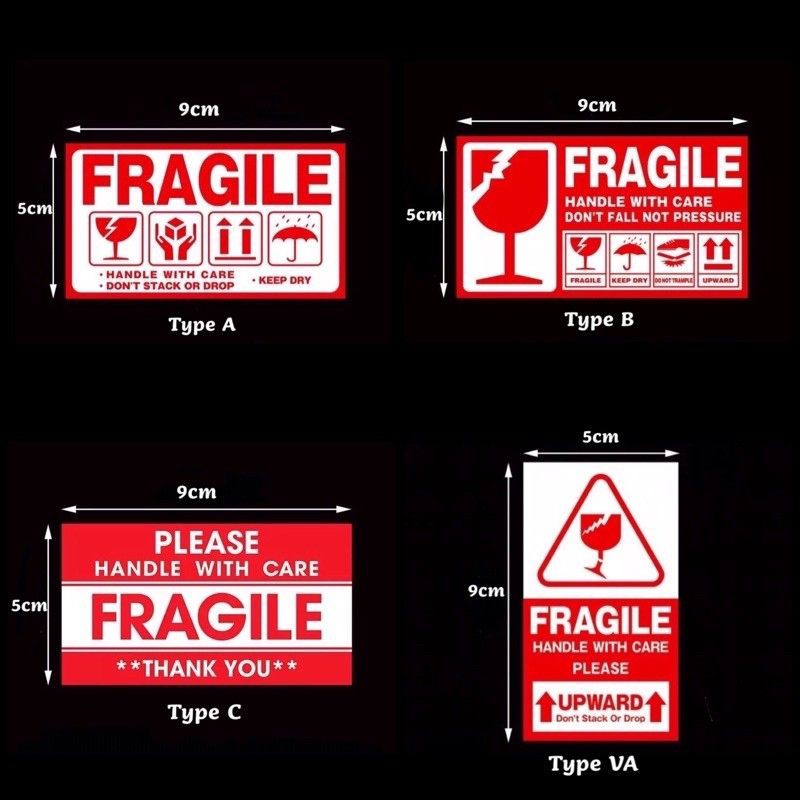 1 Pcs / 5 Pcs Sticker Fragile pack Packing Logistic Handle Care Don't ...