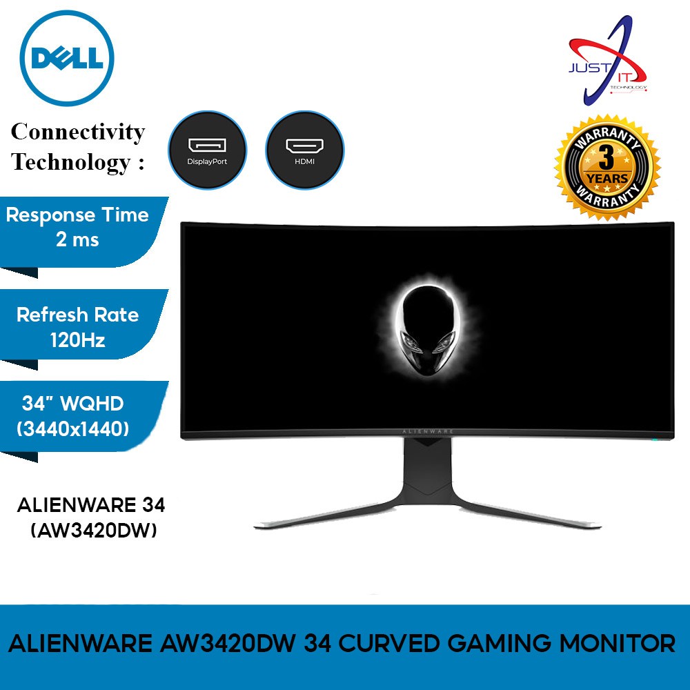 Dell Alienware AW3420DW 34 Nano IPS WQHD 2Ms 120Hz NVIDIA G-SYNC Curved ...