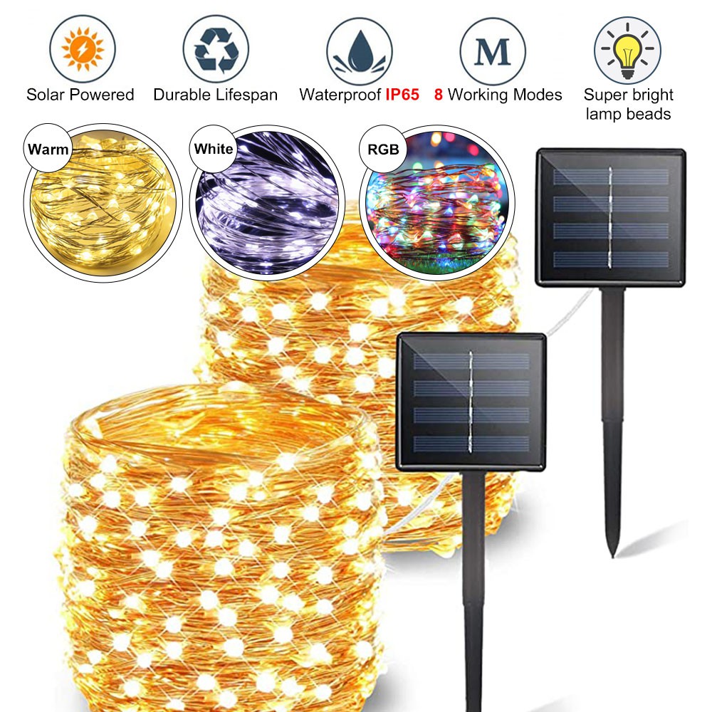 Raya 22M 200 LEDs Christmas Lights Solar Light 8 Modes Outdoor Solar ...