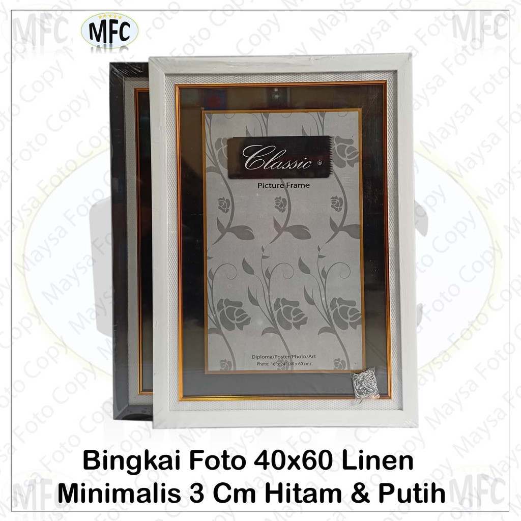 HITAM A2 Frame 40x60 Minimalist Linen 3 Cm Black and White | Shopee ...