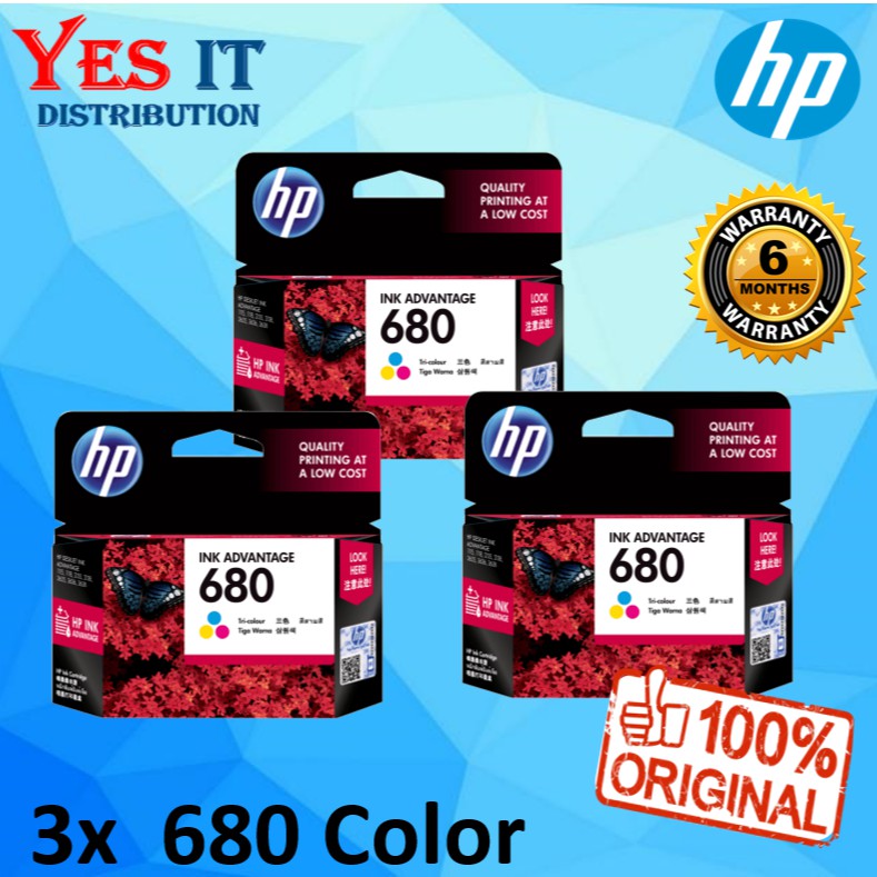 3 x HP 680 Color Ink Cartridge - F6V26AA (Expired on FEB 2026) | Shopee ...