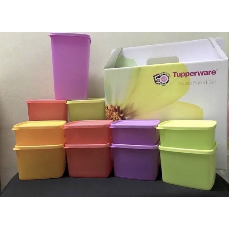 Tupperware Clearance Square Round Giftbox Set (11pcs) | Shopee Malaysia