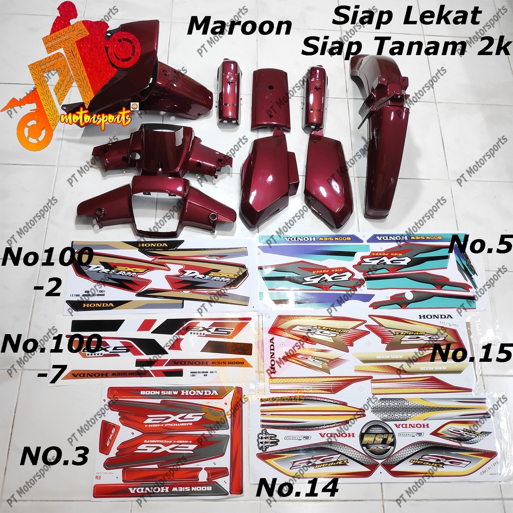 Honda Ex5 Cover Set Maroon Full Set Sekali Sticker Siap lekat Siap ...