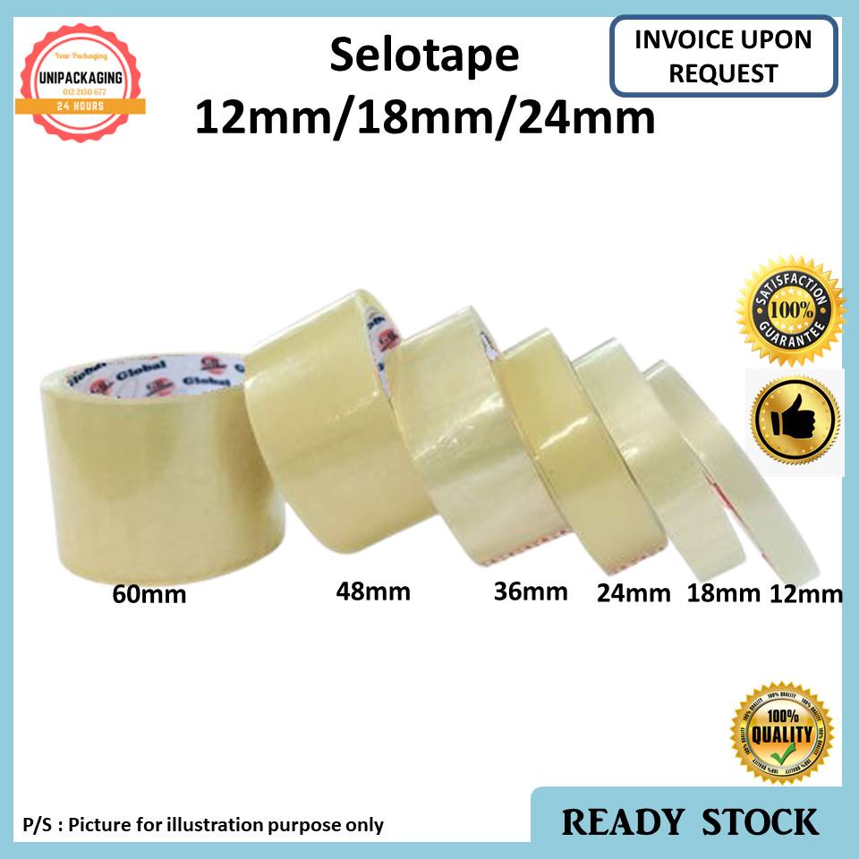 Tape 6 Roll Stationery Opp Tape Clear Opp Tape Selotape 12mm 18mm 24mm ...