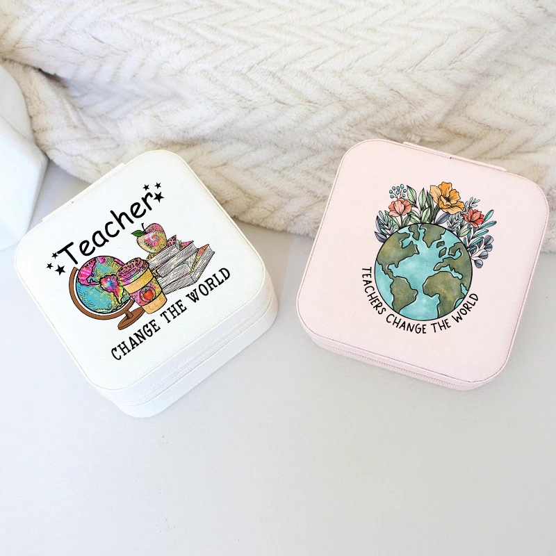 Teacher's Day Printed Mini Jewelry Box Travel Jewelry Box Jewelry ...