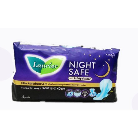 Laurier Night Safe with safety gather 40cm ( 4 pads) | Shopee Malaysia