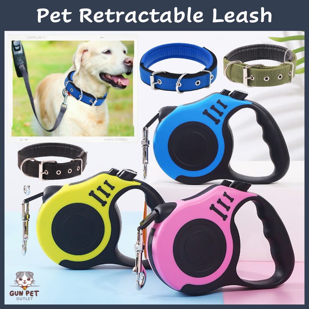 GUN PET Retractable Leash 3m 5m Cat Dog Strip Lead Leash Harness ...