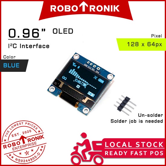 OLED Display (SH1106) 0.91" / 0.96" / 1.3" Paparan 显示屏 * White Yellow ...