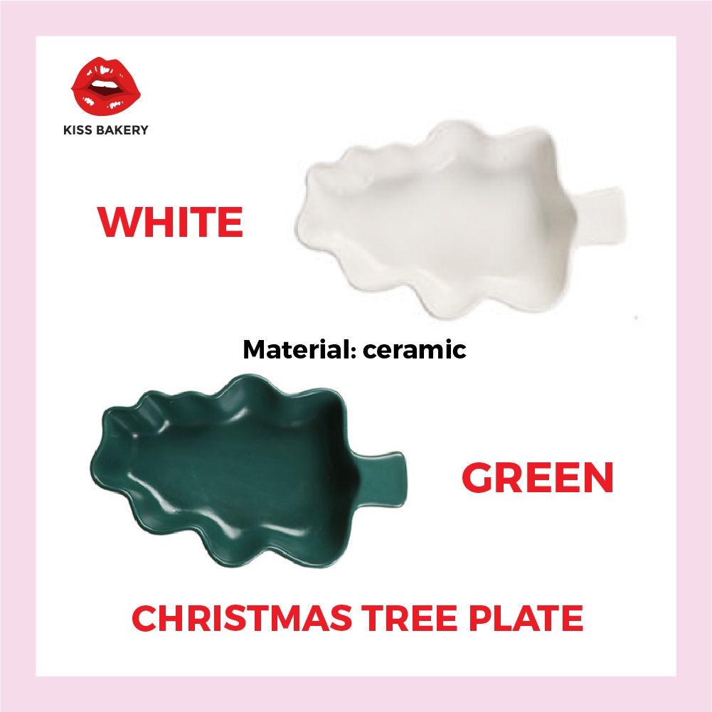 Holiday Promo!! Christmas Tree Ceramic Plate (White & Green) | Shopee ...