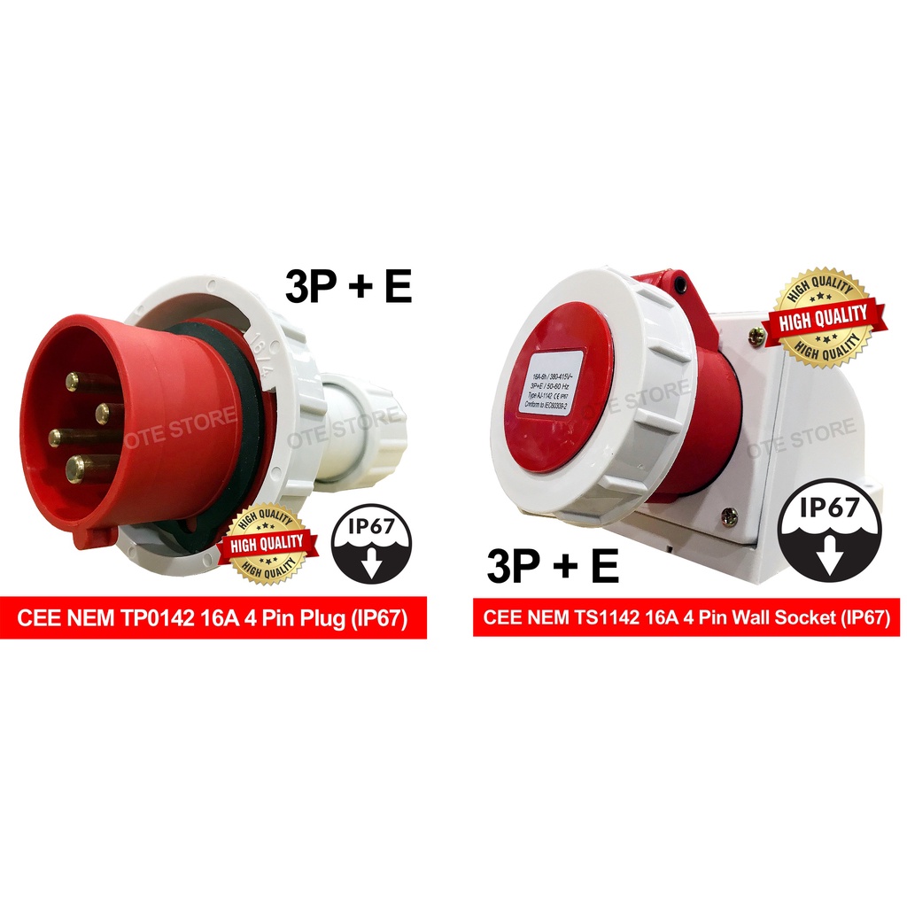 CEE IP67 16A 4PIN PLUG / WALL SOCKET | Shopee Malaysia