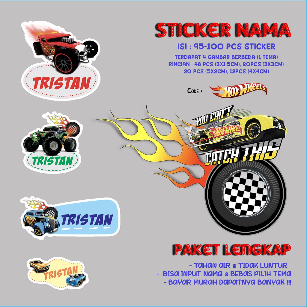 Hot WHEELS Theme Character Name Label Sticker / Sticker | Shopee Malaysia