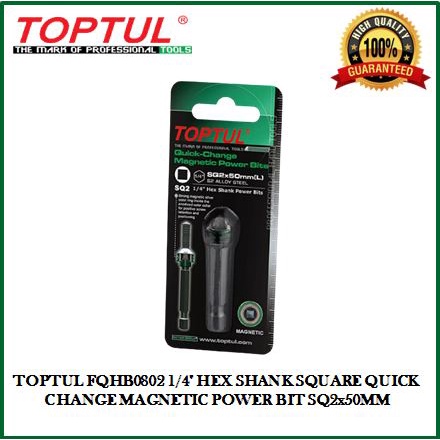 TOPTUL FQHB0802 1/4" HEX SHANK SQUARE QUICK CHANGE MAGNETIC POWER BIT ...
