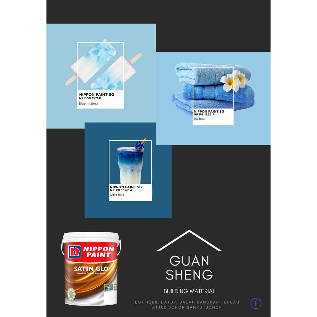 NIPPON Paint Satin Glo (Blue) 5L Indoor Water Based Wall Paint cat ...