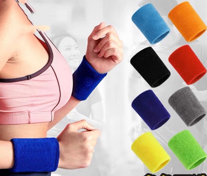 Sport Wristband Unisex Hand Wrist Cotton Sweat Towel Gelang Tangan ...