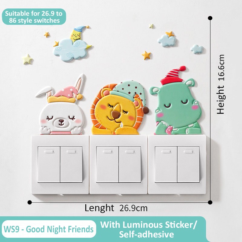 3D Cartoon Luminous Glowing Wall Malaysia Switch Sticker Pelekat Suis ...