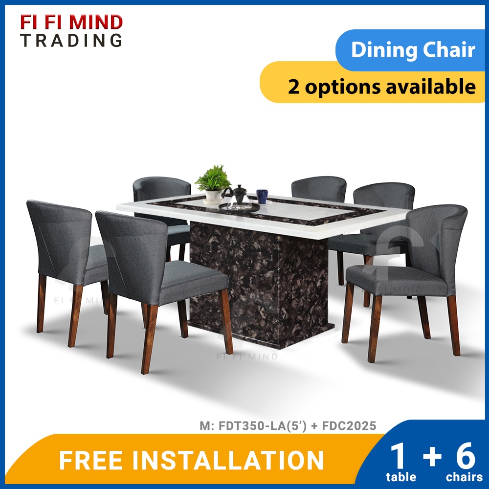 Wayna Marble Dining Set/ Marble Dining Table/ Meja Makan 6 Kerusi/ Meja ...