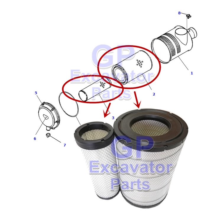 PC210-10MO HYDRAULIC EXCAVATOR AIR FILTER SET (600-185-5110) | Shopee ...