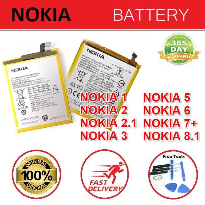 [1 Year Warraty] 100% ORIGINAL NOKIA 1 2 2.1 3 5 6 7PLUS 8.1 BATTERY ...