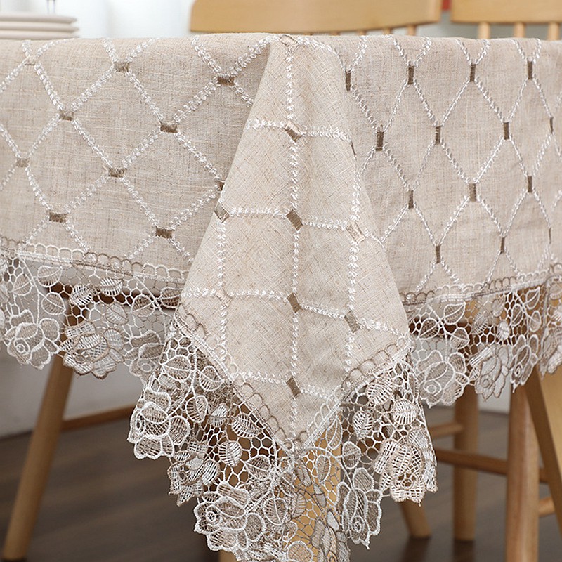 Rural Style Thick Linen Embroidery Table Cloth Elegant Flower Patterns ...