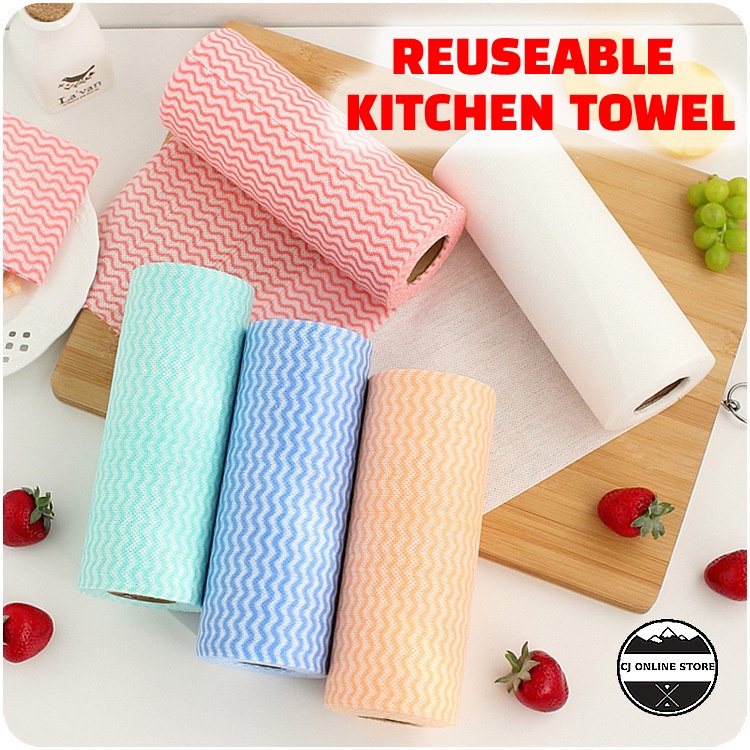 READY STOCK 50 pieces Roll Cleaning Cloths Lazy Rags Dry Washable ...