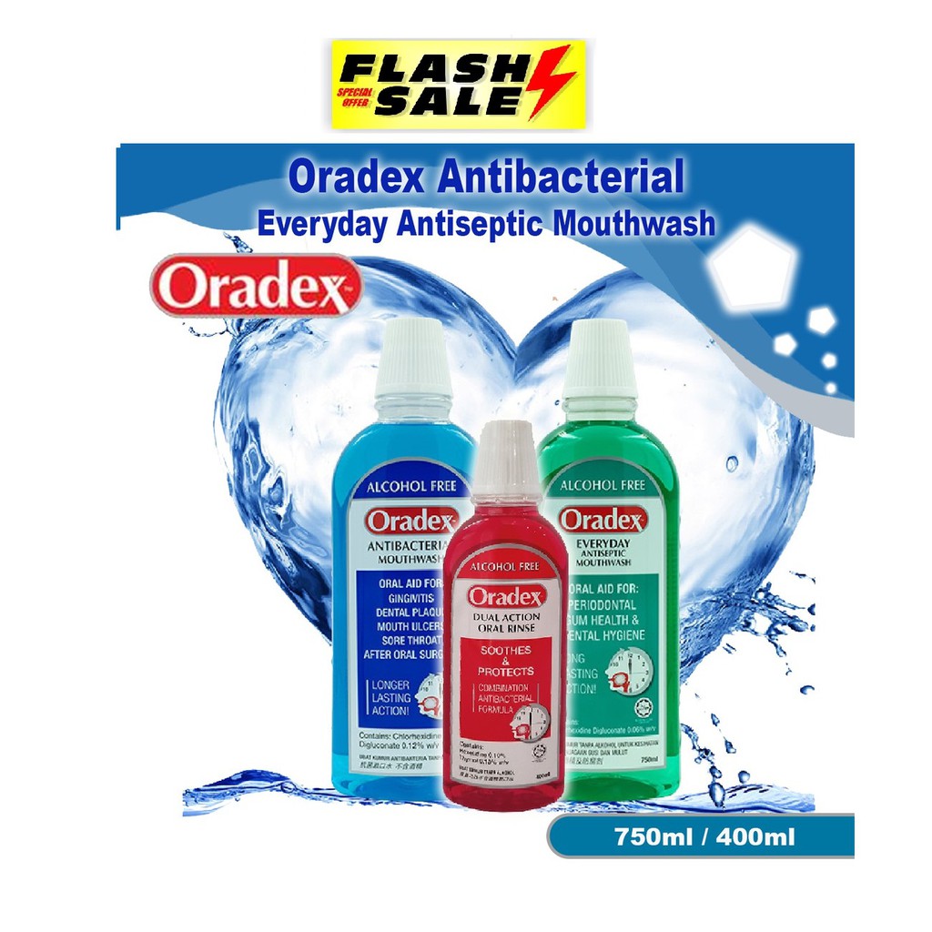 Oradex Antibacterial / Everyday Antiseptic Mouthwash 750ML/ Dual Action ...