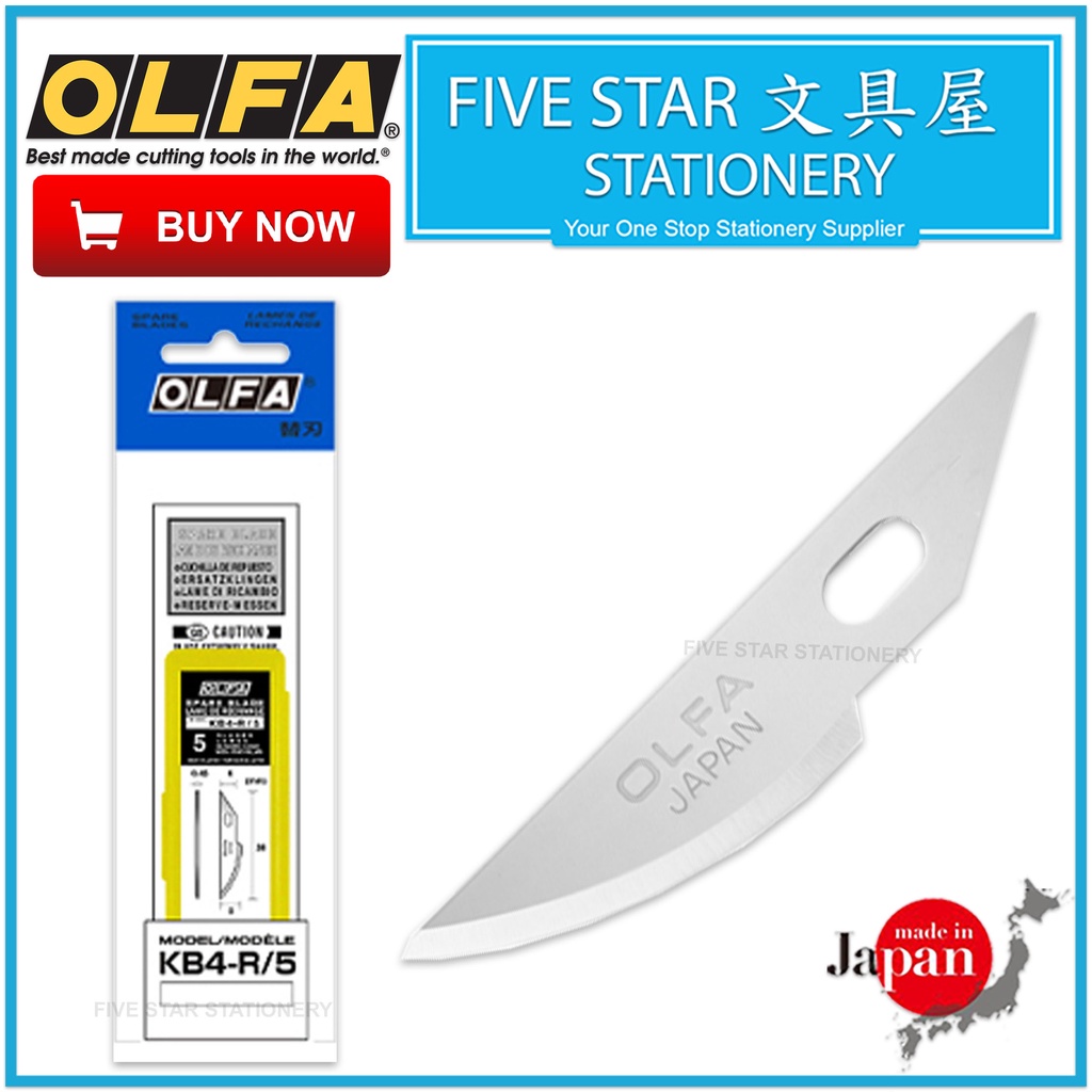 OLFA KB4-R/5 Art Knife Cutter Blade for AK-4 Curved Carving Stationery Knives Pisau Mata Tajam ...