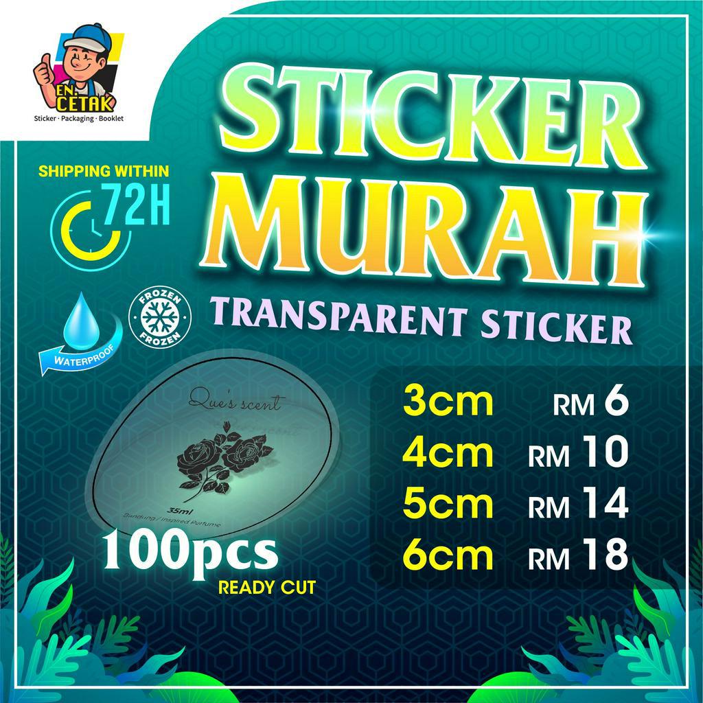 🟡100PCS🟡 WATERPROOF STICKER LABEL PRODUK | TRANSPARENT STICKER | 3CM ...
