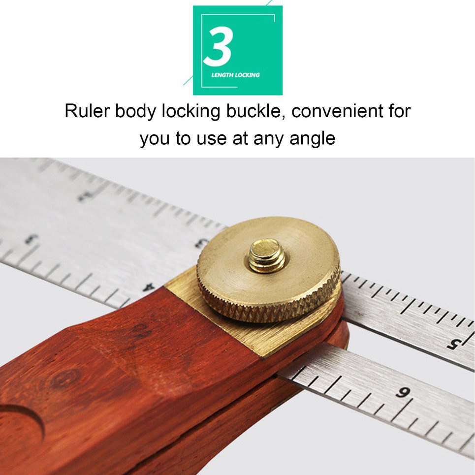 (BW)[NV]Angle Rulers Gauges Square Sliding T-Bevel With Wooden Handle ...