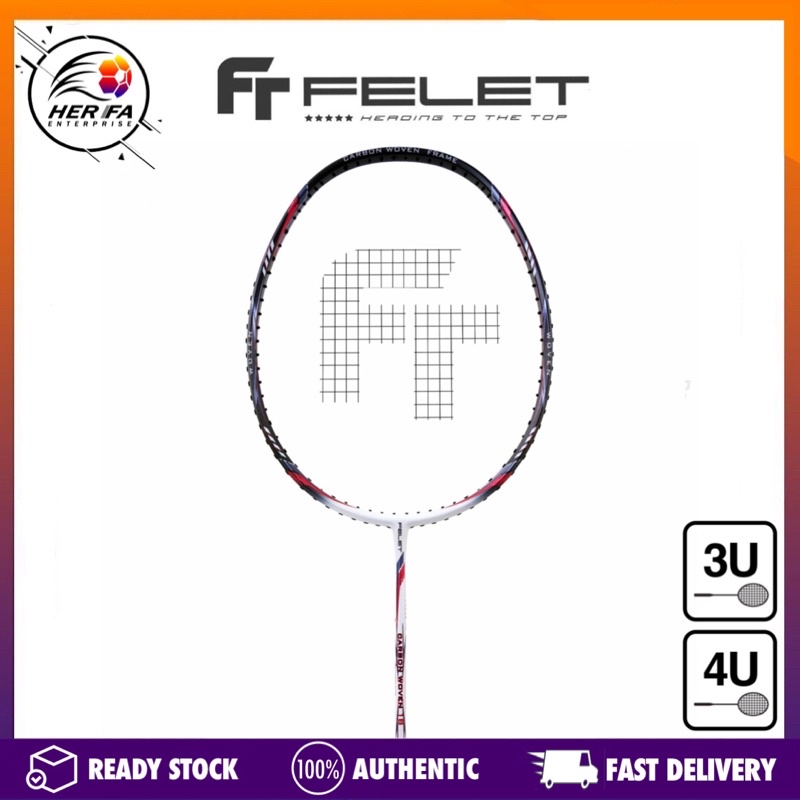 FELET CARBON WOVEN 18 3U/4U Badminton Racquet MAX TENSION 36LBS ...