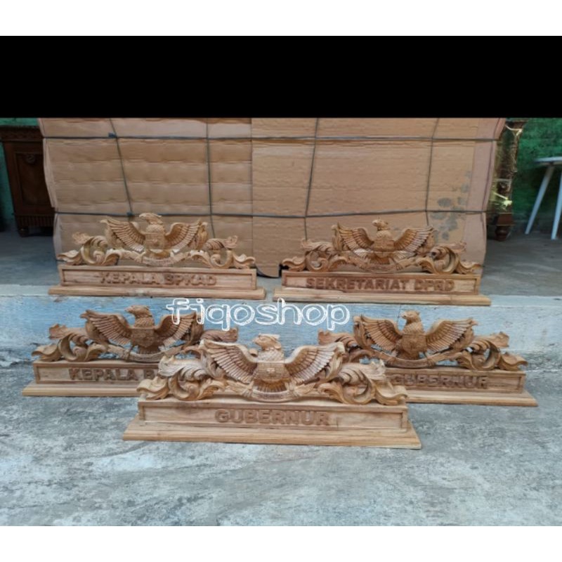 KAYU Nameplate Office Desk Garuda Motif Teak Wood Furniture Jepara ...