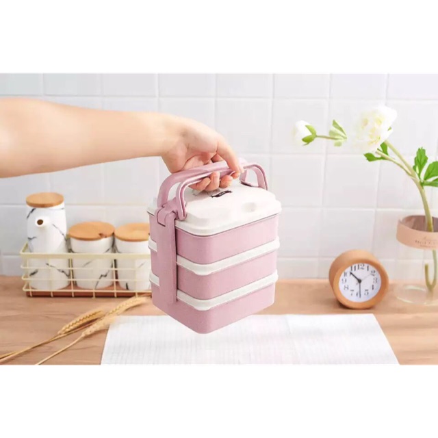 3-Layer Lunch Box Made From Wheat | Shopee Malaysia