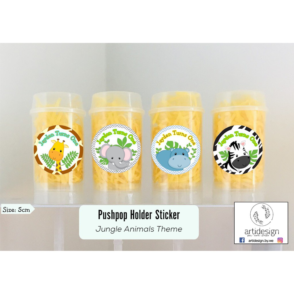Safari Jungle Animals Theme Sticker Label / Pushpop holder sticker ...