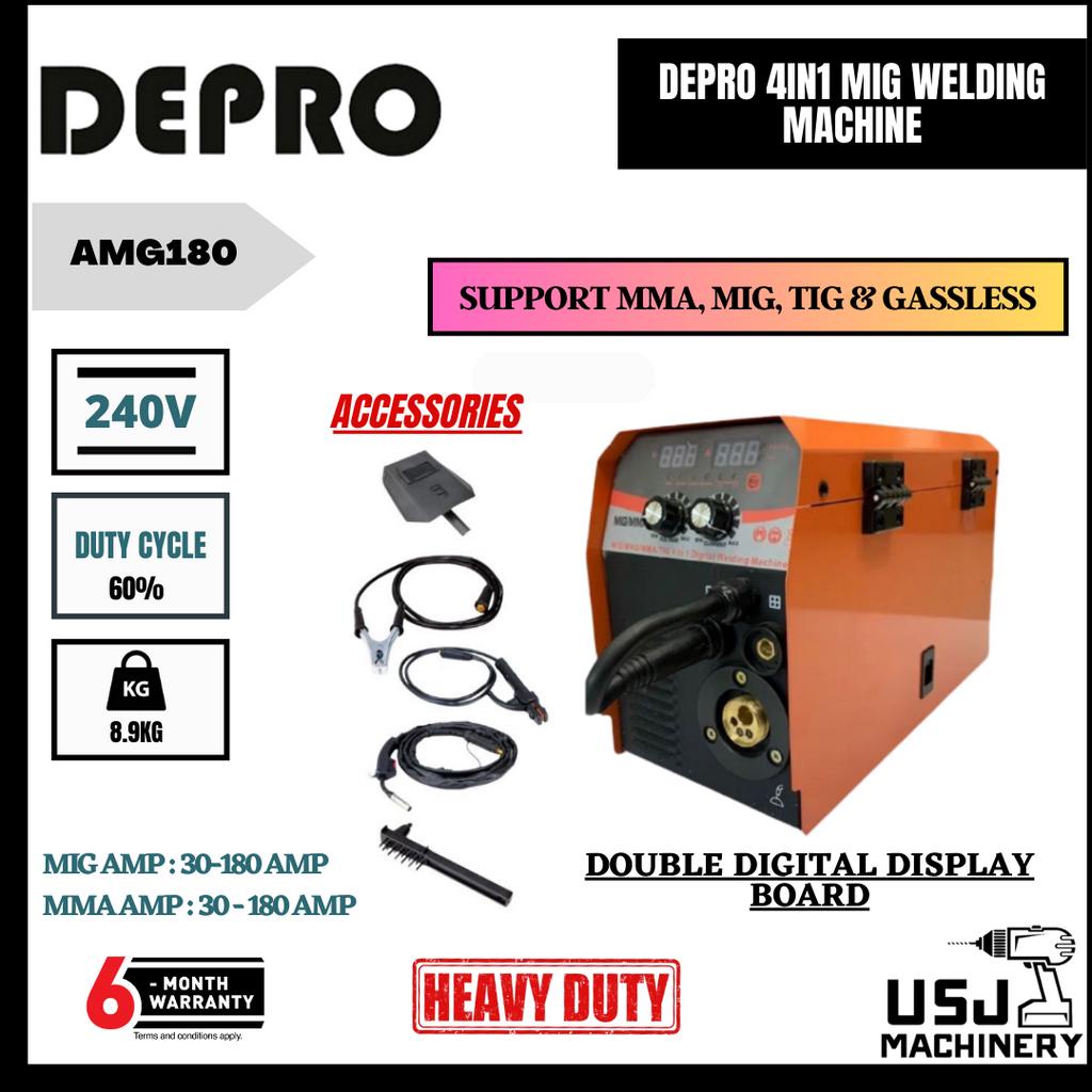 DEPRO 4in1 MMA/MIG/TIG Welding Machine AMG180 - Double Digital Display ...