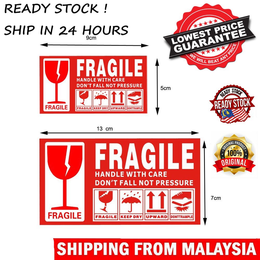 [DAILY SHIPPING] Ready Stock Fragile Sticker Stiker Murah Mudah Pecah ...