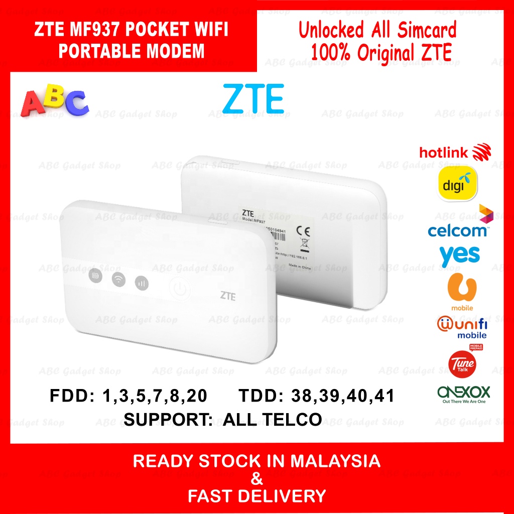ZTE ORIGINAL MF937 PORTABLE POCKET WIFI UNLOCKED ALL SIMCARD d5 d6 q7 ...