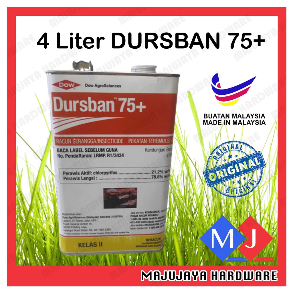Dursban 75 4Liter Racun Serangga Racun Anai-anai Insecticide | Shopee ...