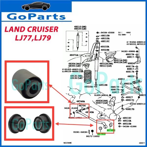 TOYOTA LAND CRUISER LJ70 LJ77 LJ79 FRONT CONTROL LATERAL ARM BUSH 3PCS ...