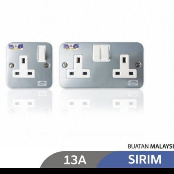 2 Gang Double Metal Clad Socket 13AMP 2 WAY SWITCHED SOCKET SWITCH ...