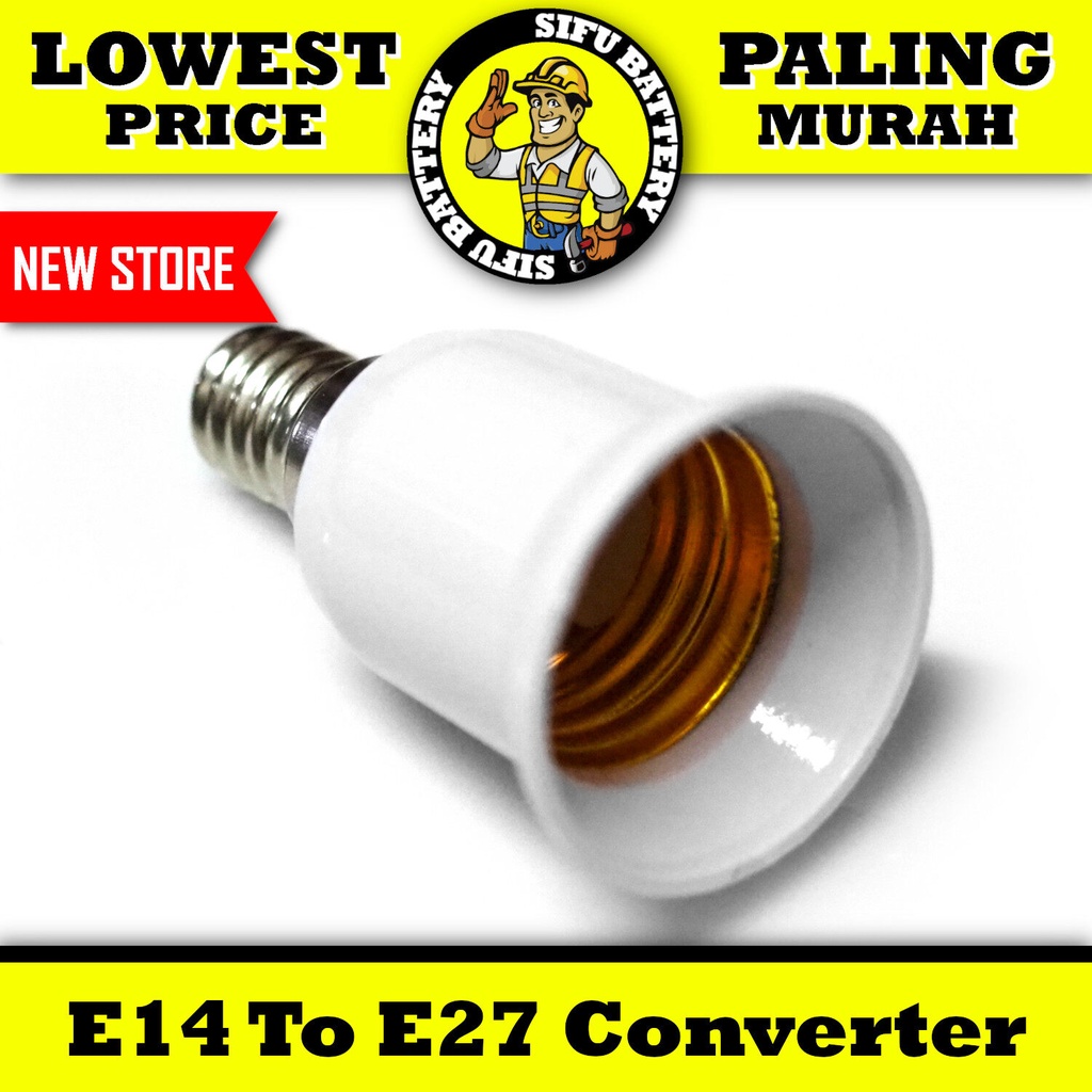 E14 to E27 Light Bulb Base Converter Adaptor E14 Male E27 Female LED ...