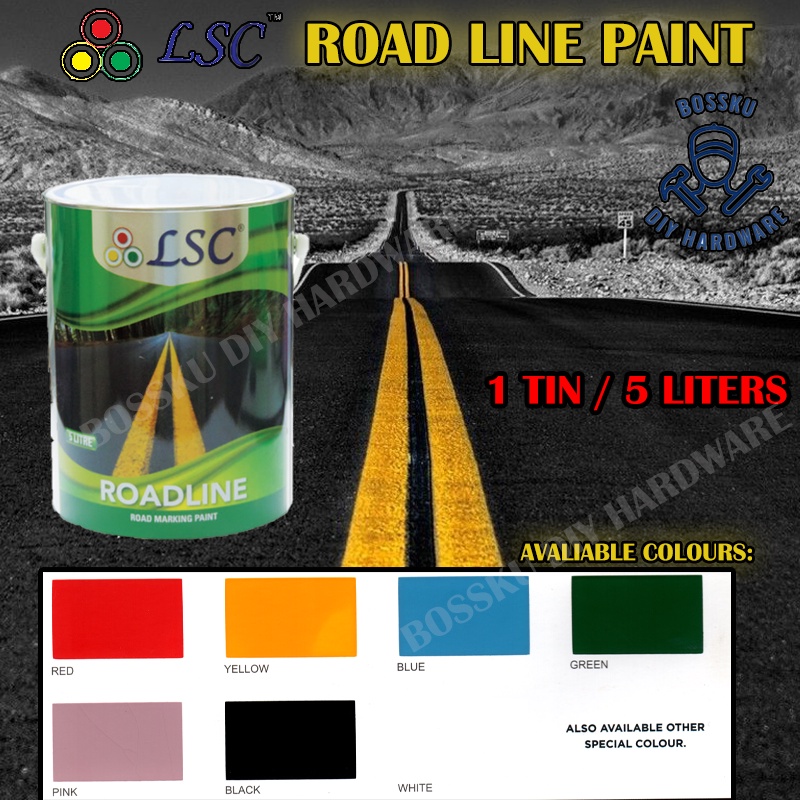 LSC ROAD LINE PAINT (5 Liter) Heavy Duty Yellow Green Red White Blue ...